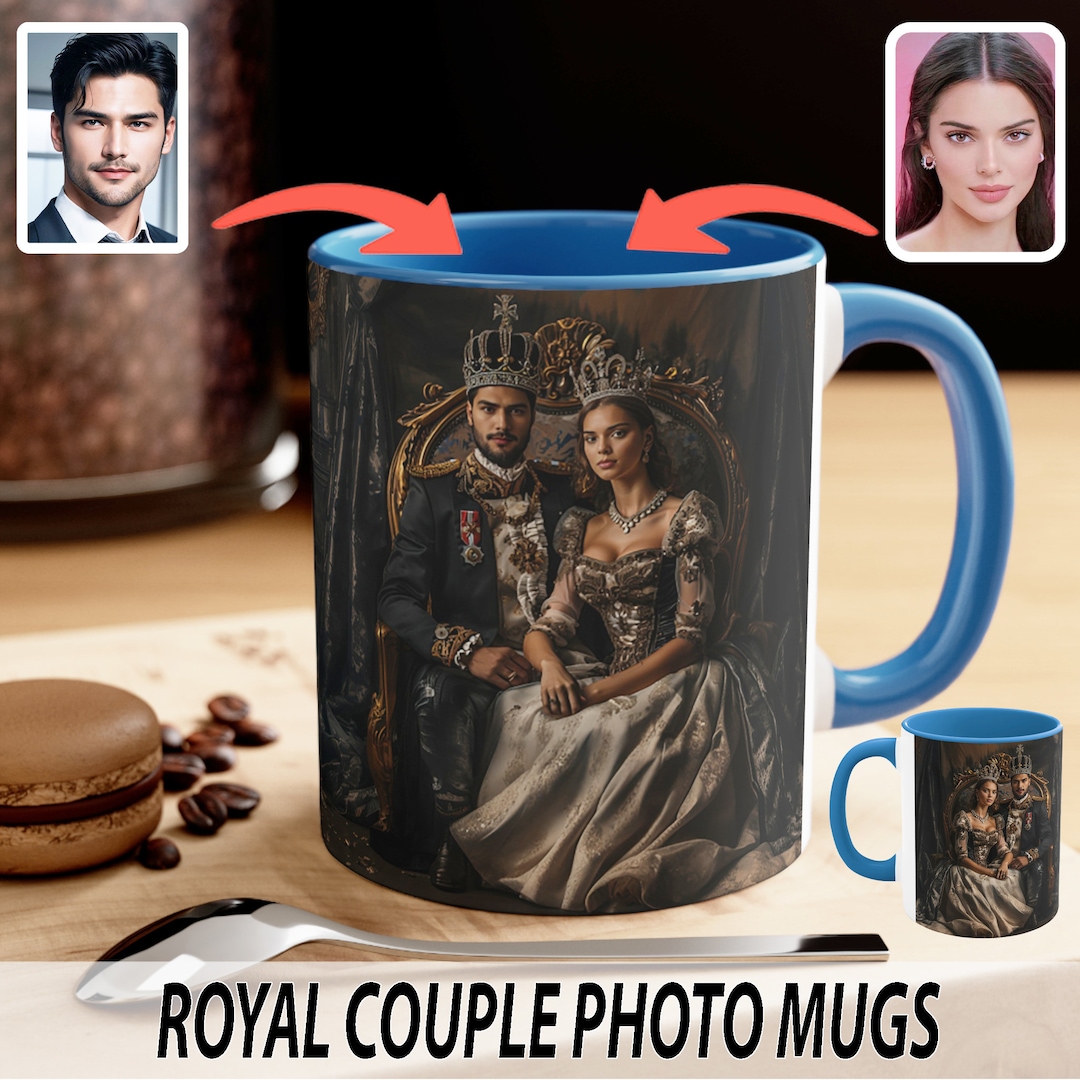 Personalised King and Queen Mug From Your Photos, Turn Me Royal King ...