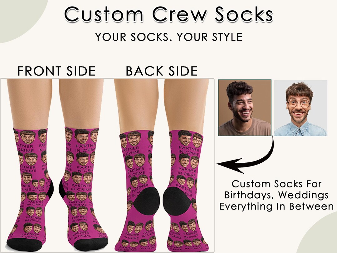 Personalized Photo Socks: Custom Faces, Names, & Symbols - Etsy