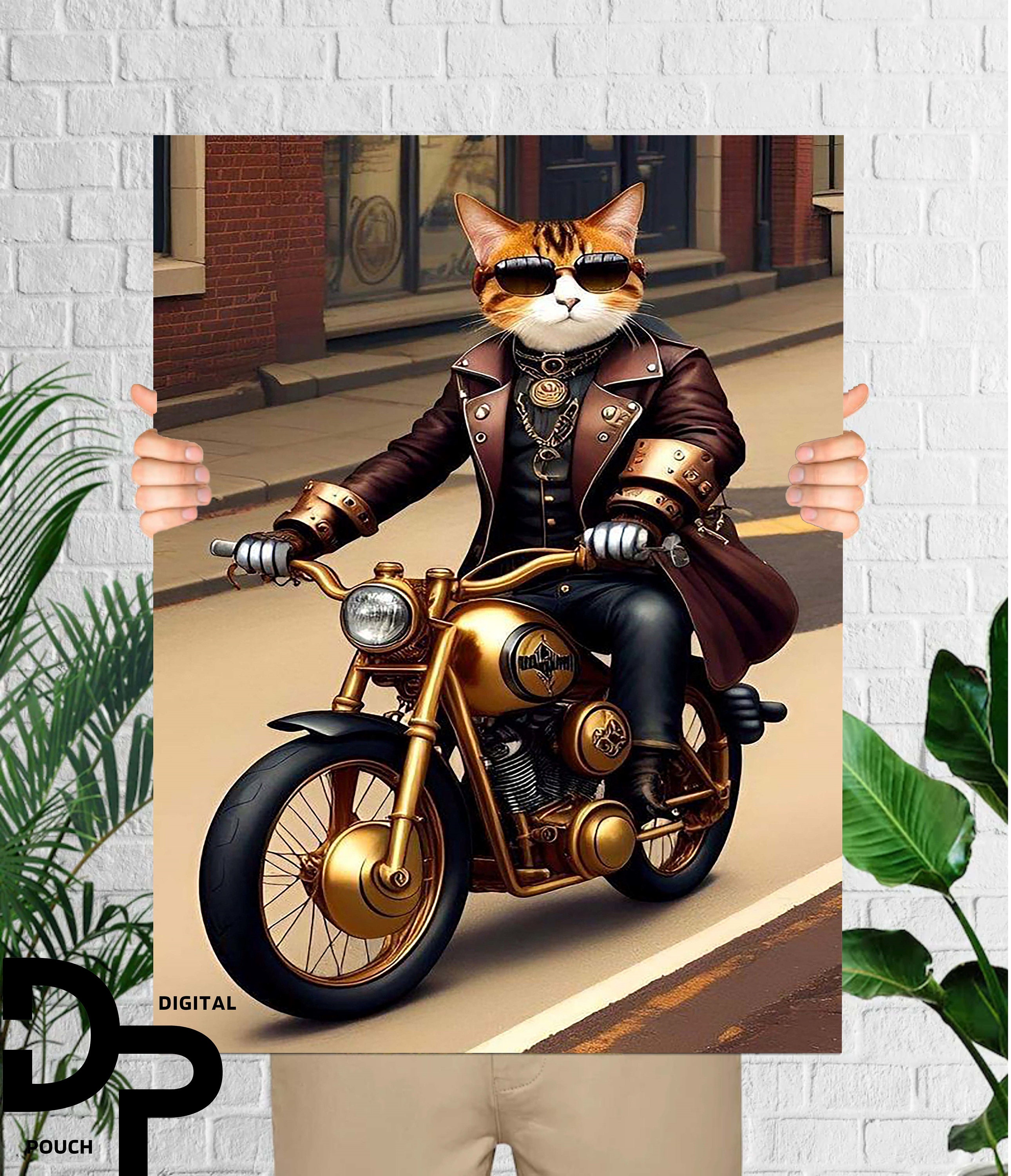 Customised Pet Biker Portrait for Personalised Cat Dog and Pets ...