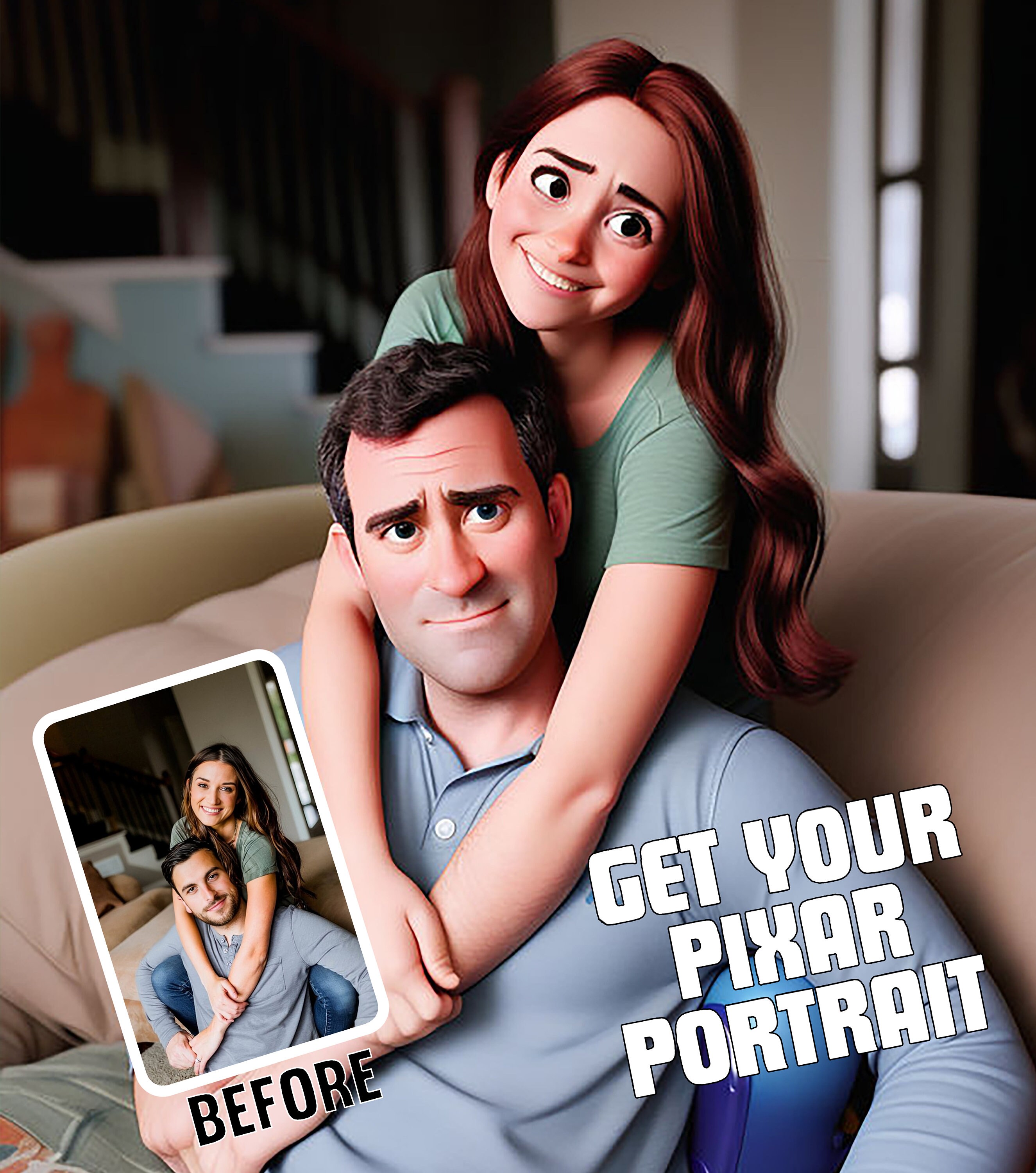 Pixar Style Portrait From Photo, Digital or Printed Custom Portrait ...