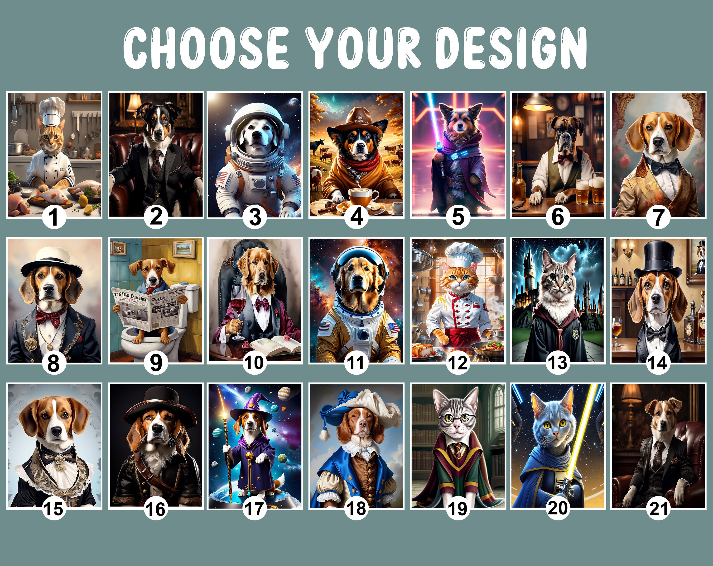 Wizard Pet Portrait, Dog Cat Portrait, Transform Pet Photo as Wizard ...