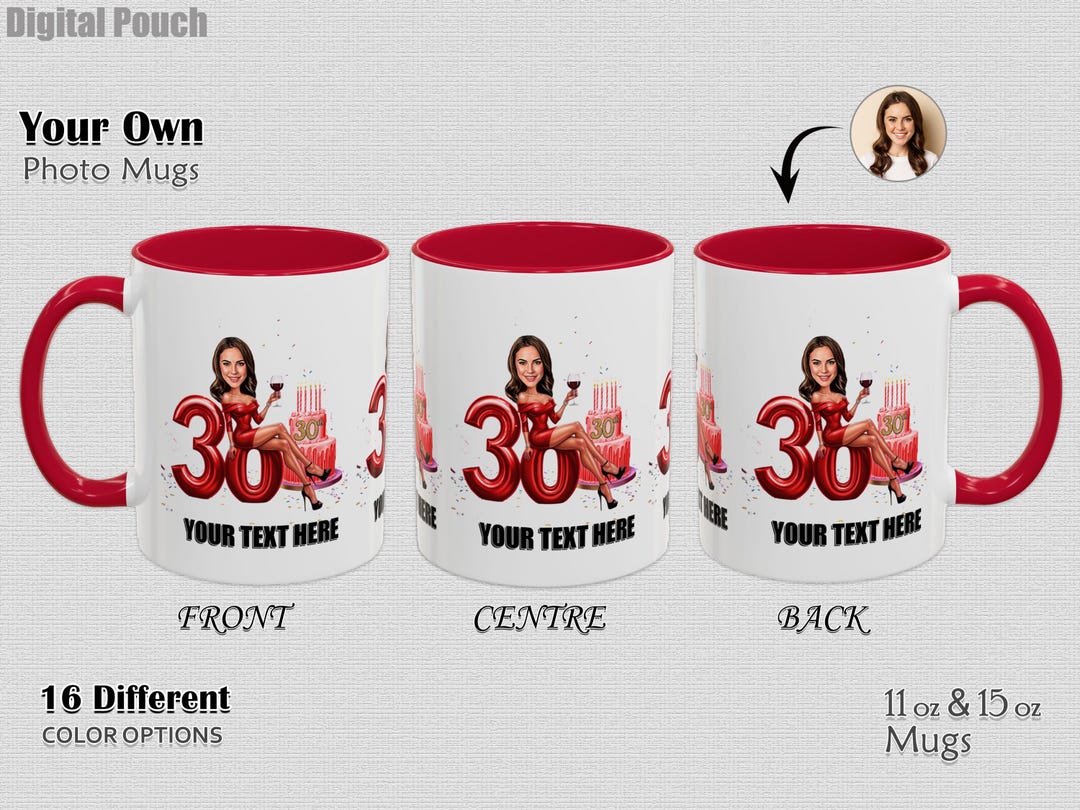 Female Girls 30th Birthday Own Custom Photo Text / Name Mug Special ...