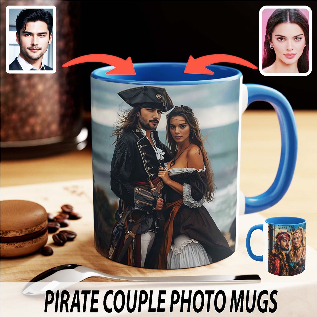 Personalised Pirate Couple Mug, Turn Your Photo Into a Pirate Couple ...