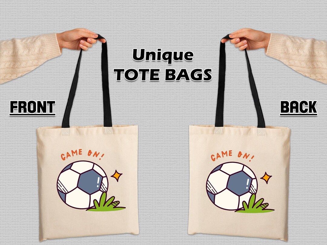 Soccer Ball Tote Bag – 'game On!' Sports Design – 100% Cotton Reusable ...