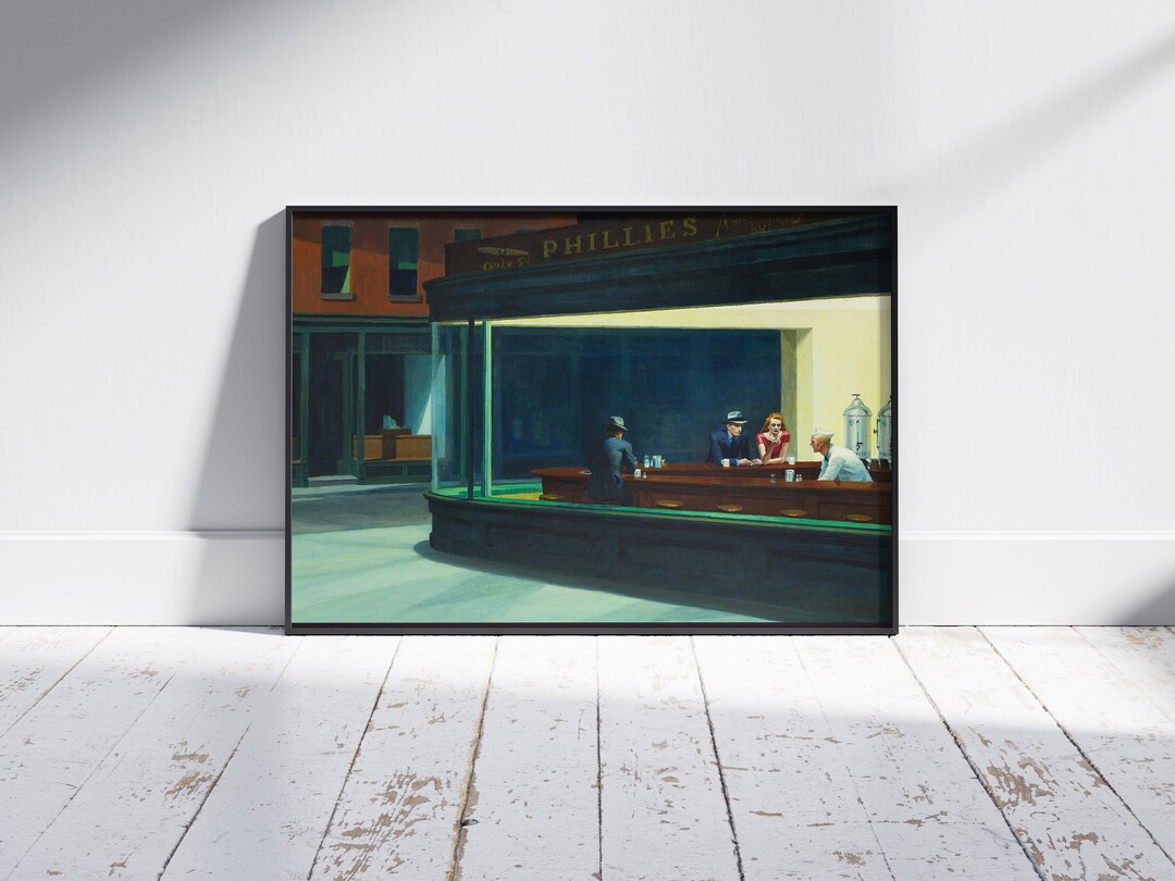 EDWARD HOPPER Nighthawks, Framed Canvas, Large Canvas - Etsy