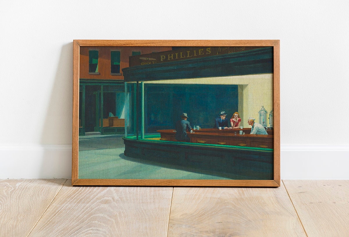 EDWARD HOPPER Nighthawks, Framed Canvas, Large Canvas - Etsy
