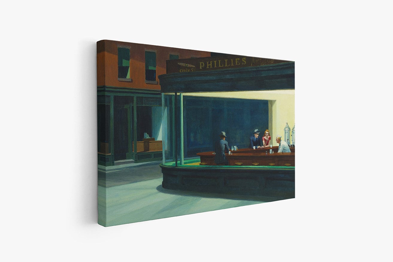 EDWARD HOPPER Nighthawks, Framed Canvas, Large Canvas - Etsy