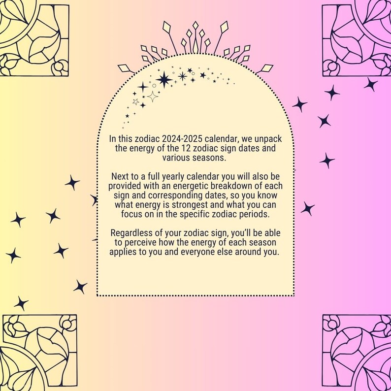 Zodiac Calendar 2024-2025 | Astrology Zodiac Sign Theme Horoscope ...