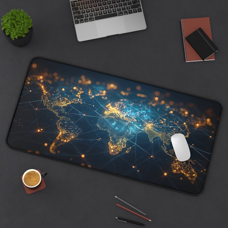 Sleek World Map Desk Mat, World Map Mouse Pad, Gaming Mouse Mat ...