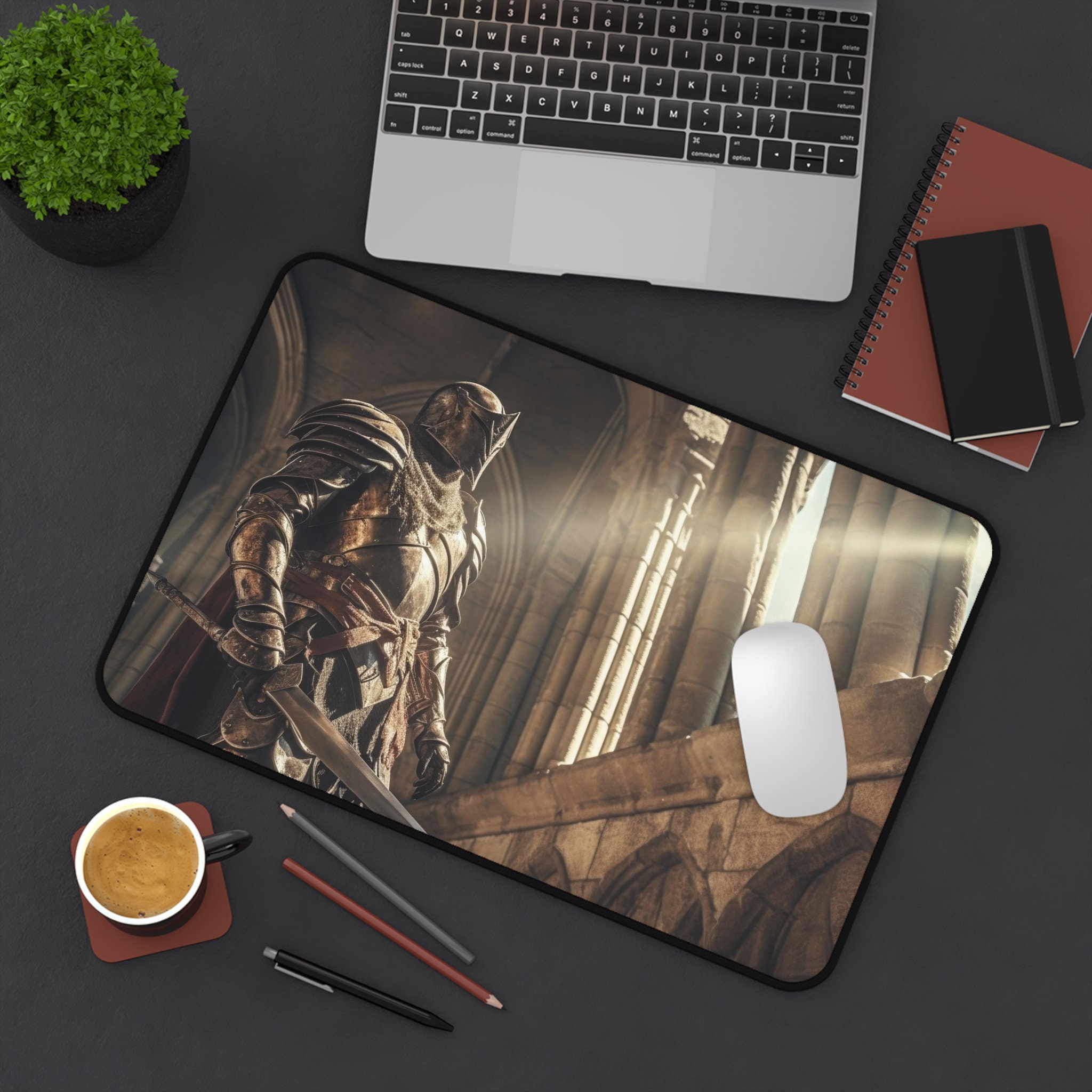 Medieval Desk Mat, Ancient Castle Knight in Armour and Sword, Xl Mouse ...