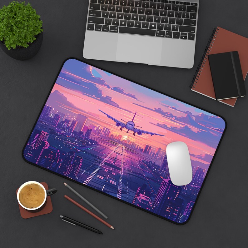Aviation Desk Mat Lofi Airplane Anime Mouse Pad, Extended Mouse Pad ...