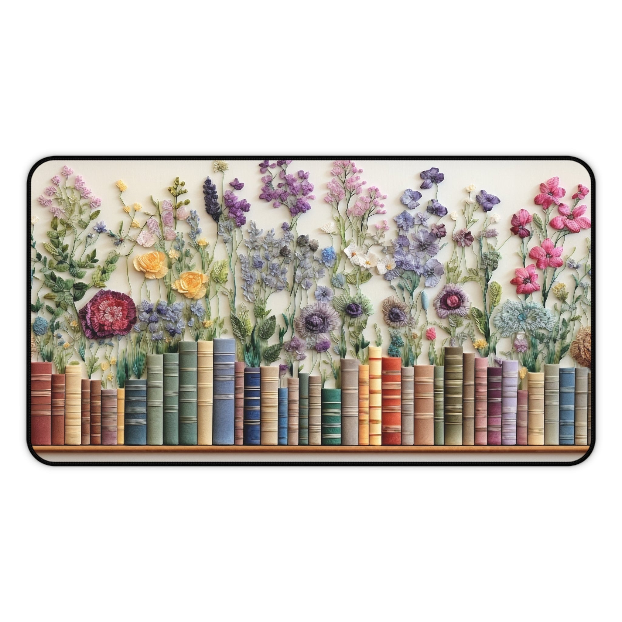 Book Desk Mat Bookish, Floral Bookshelf Desk Mat, Large Mouse Pad With ...