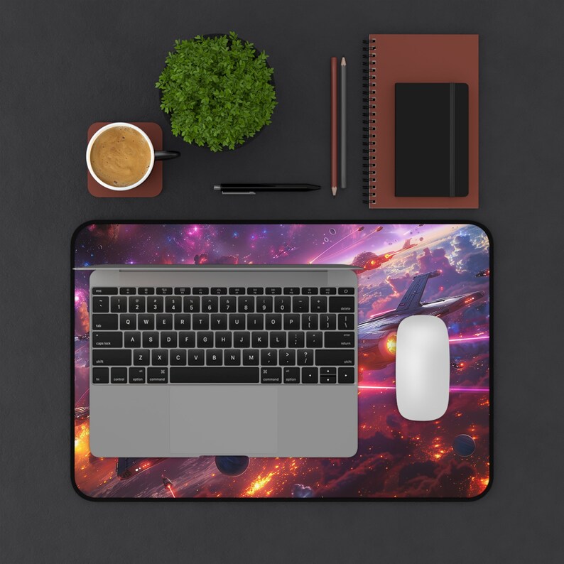 Epic Space Battle Desk Mat With Sleek Starships and Laser Blasts ...