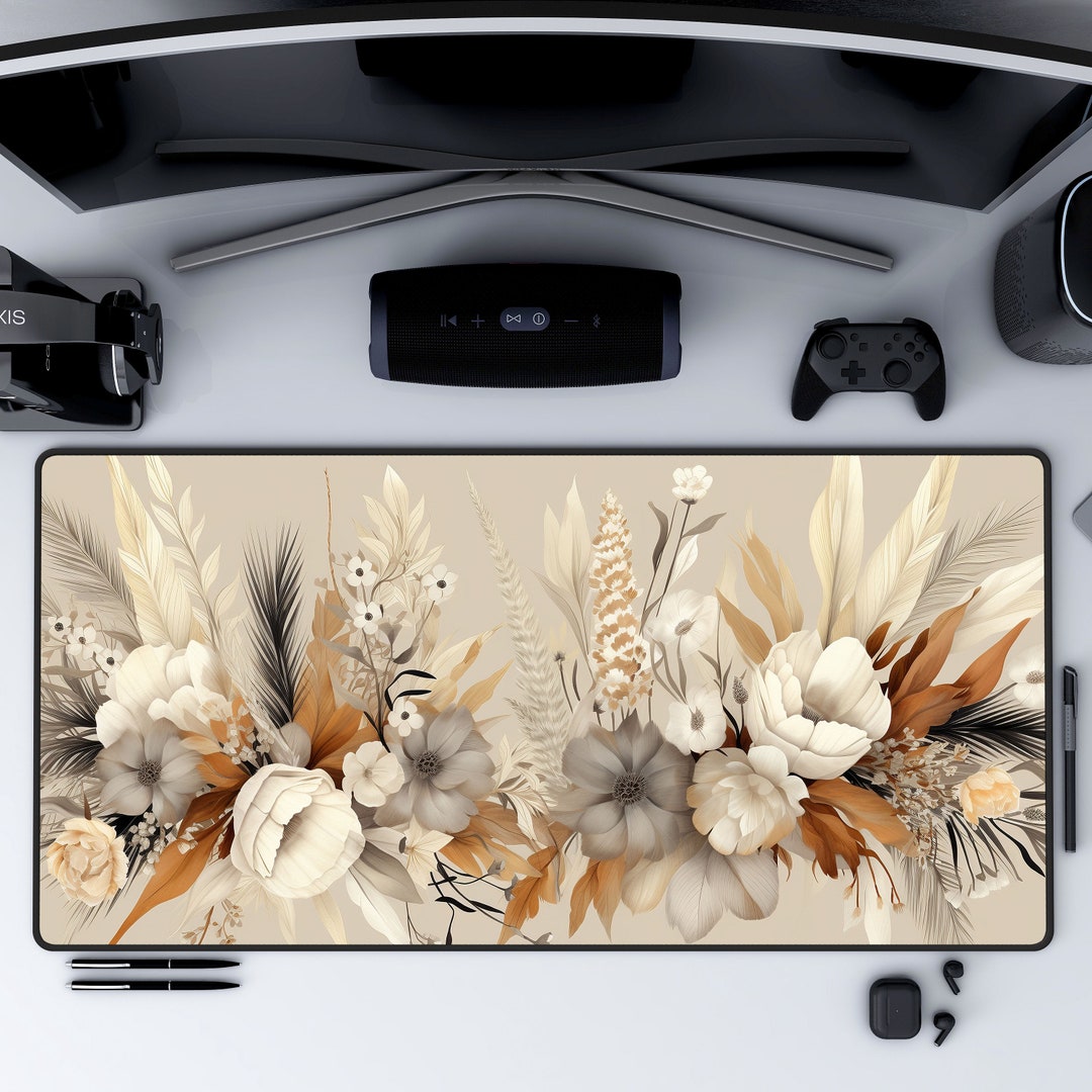 Floral Desk Mat Burnt Orange Wildflower Desk Mat, Boho Floral Desk ...