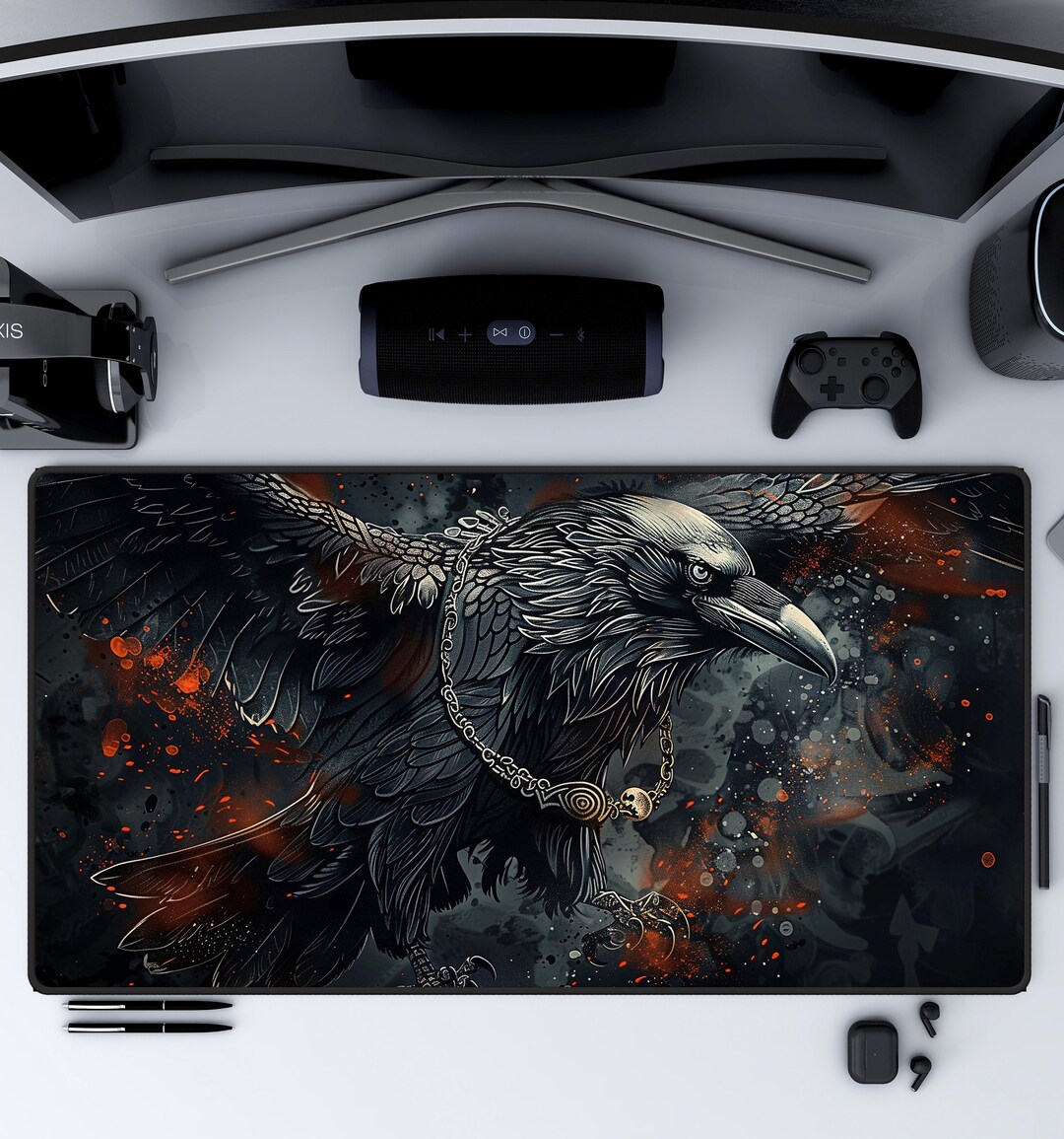Gothic Raven Desk Mat, Goth Desk Mat - Black and Mysterious Office ...