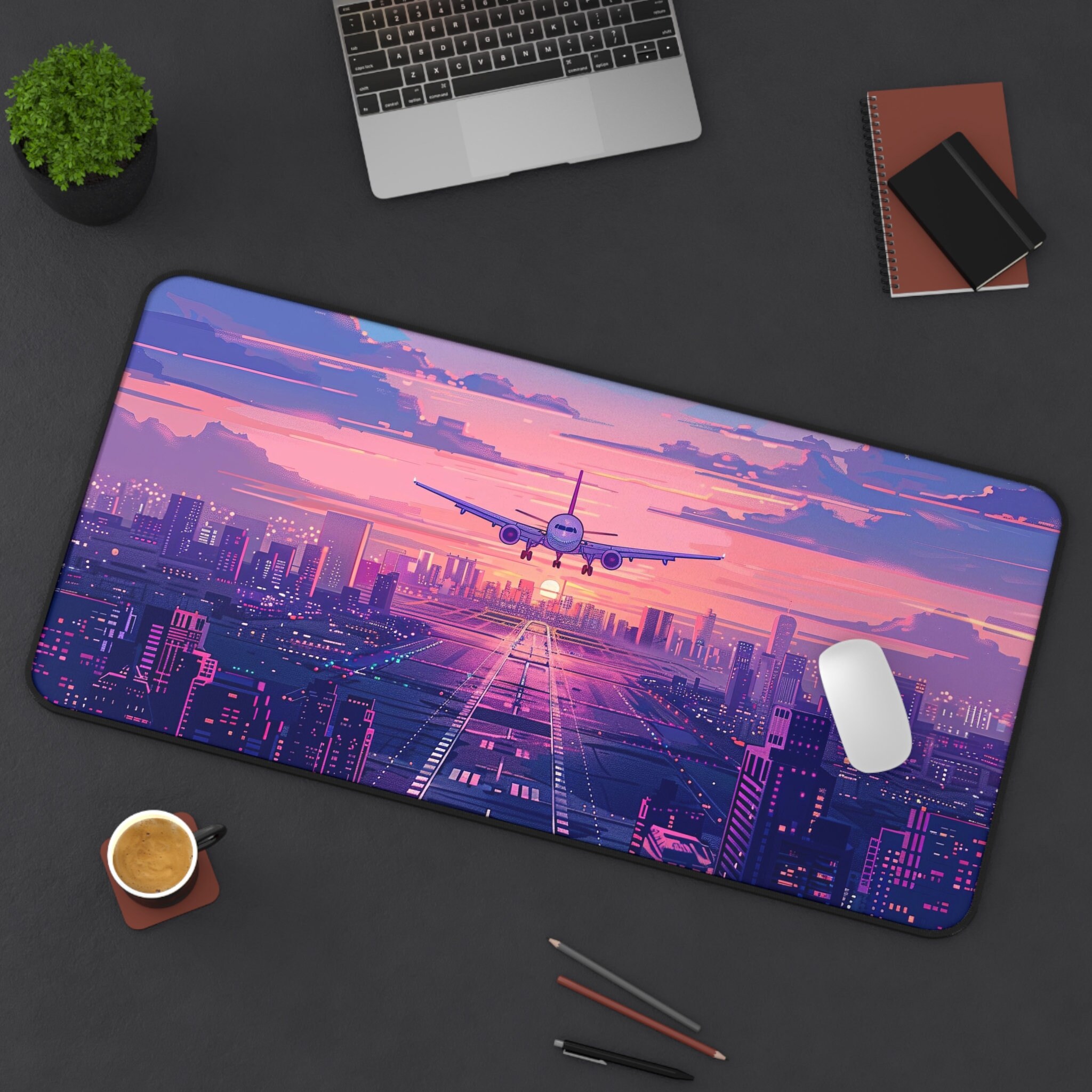 Aviation Desk Mat Lofi Airplane Anime Mouse Pad, Extended Mouse Pad ...