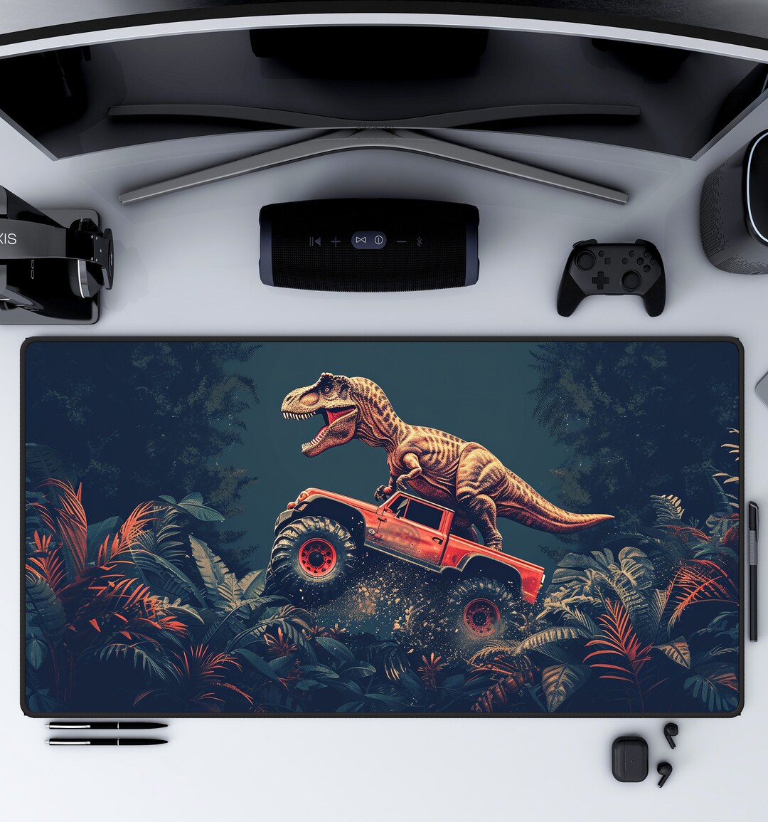 Dinosaur Riding Jeep Desk Mat, Large Gaming Mousepad, XXL Mouse Pad ...