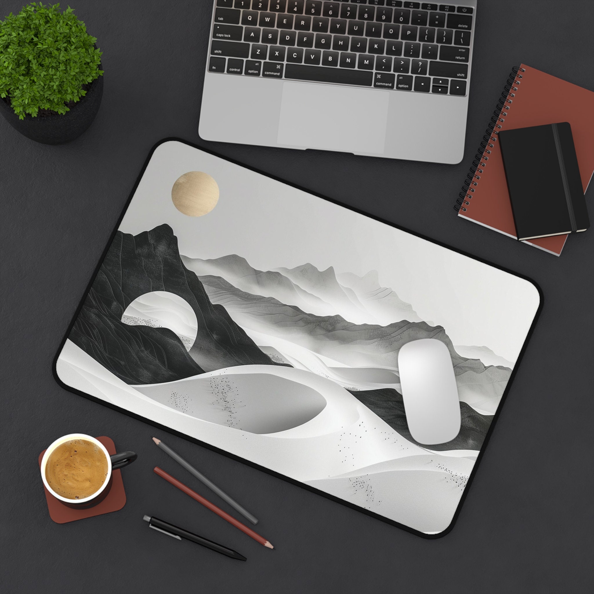 Japandi Desk Mat, Wabi Sabi Art, Large Desk Mat Abstract Landscape ...