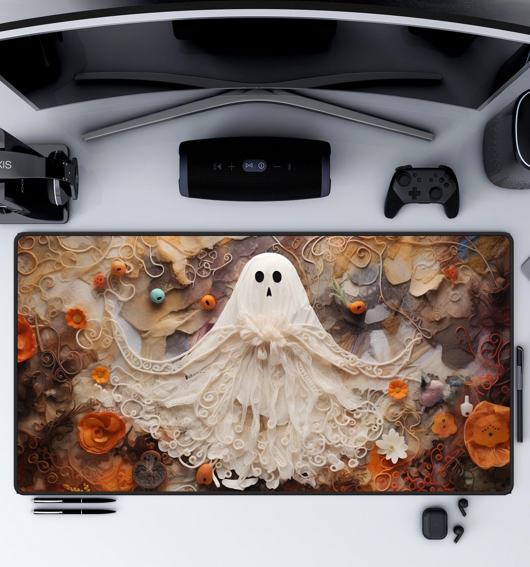 Ghost Desk Mat, Ghost Big Mouse Pad, Spooky Aesthetic Office Decor ...