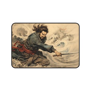 Japanese Desk Mat Samurai Handling a Sword Deskmat, Anime Desk Mat ...