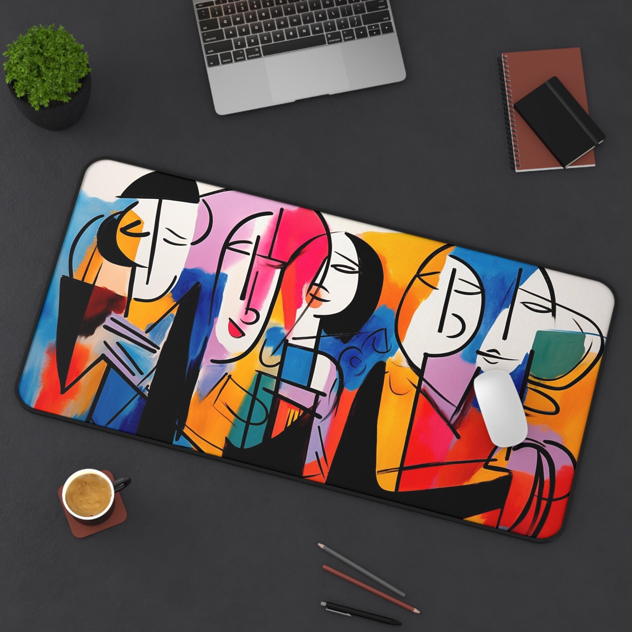 Art Desk Mat, Picasso Style, Reflexion Medication Art, Large Desk Mat ...