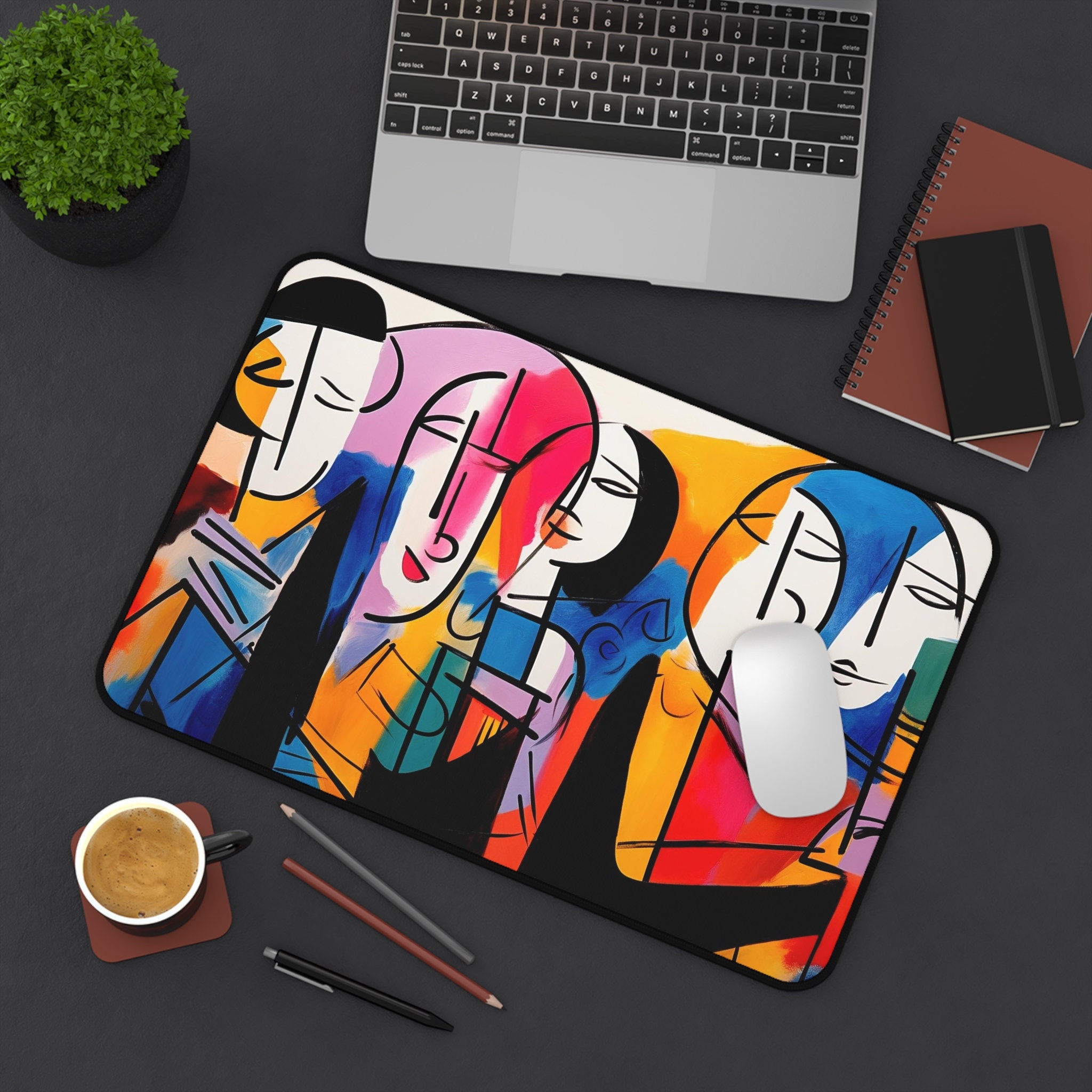 Art Desk Mat, Picasso Style, Reflexion Medication Art, Large Desk Mat ...