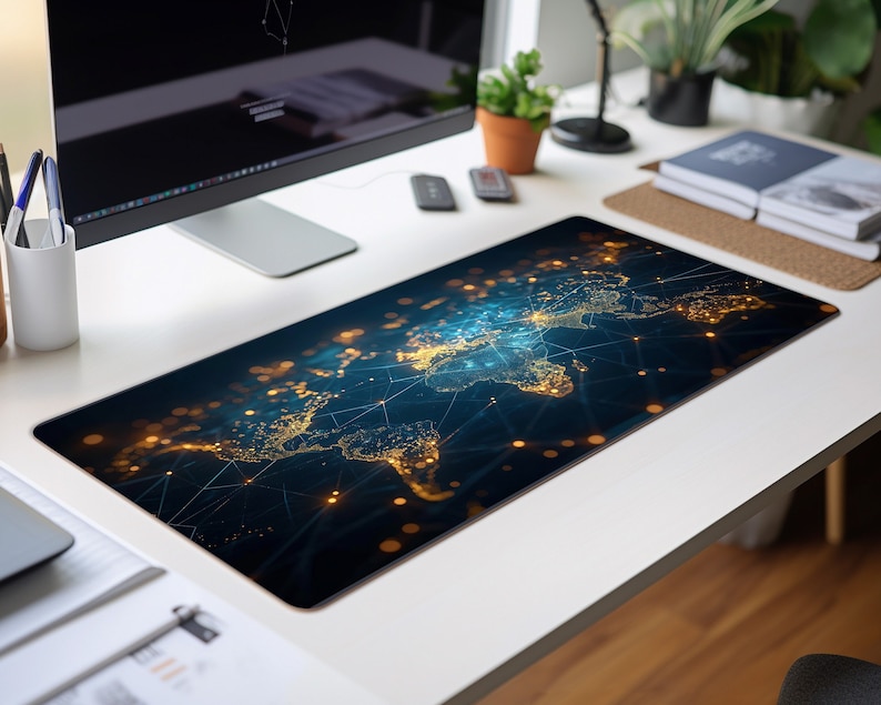 Sleek World Map Desk Mat, World Map Mouse Pad, Gaming Mouse Mat ...