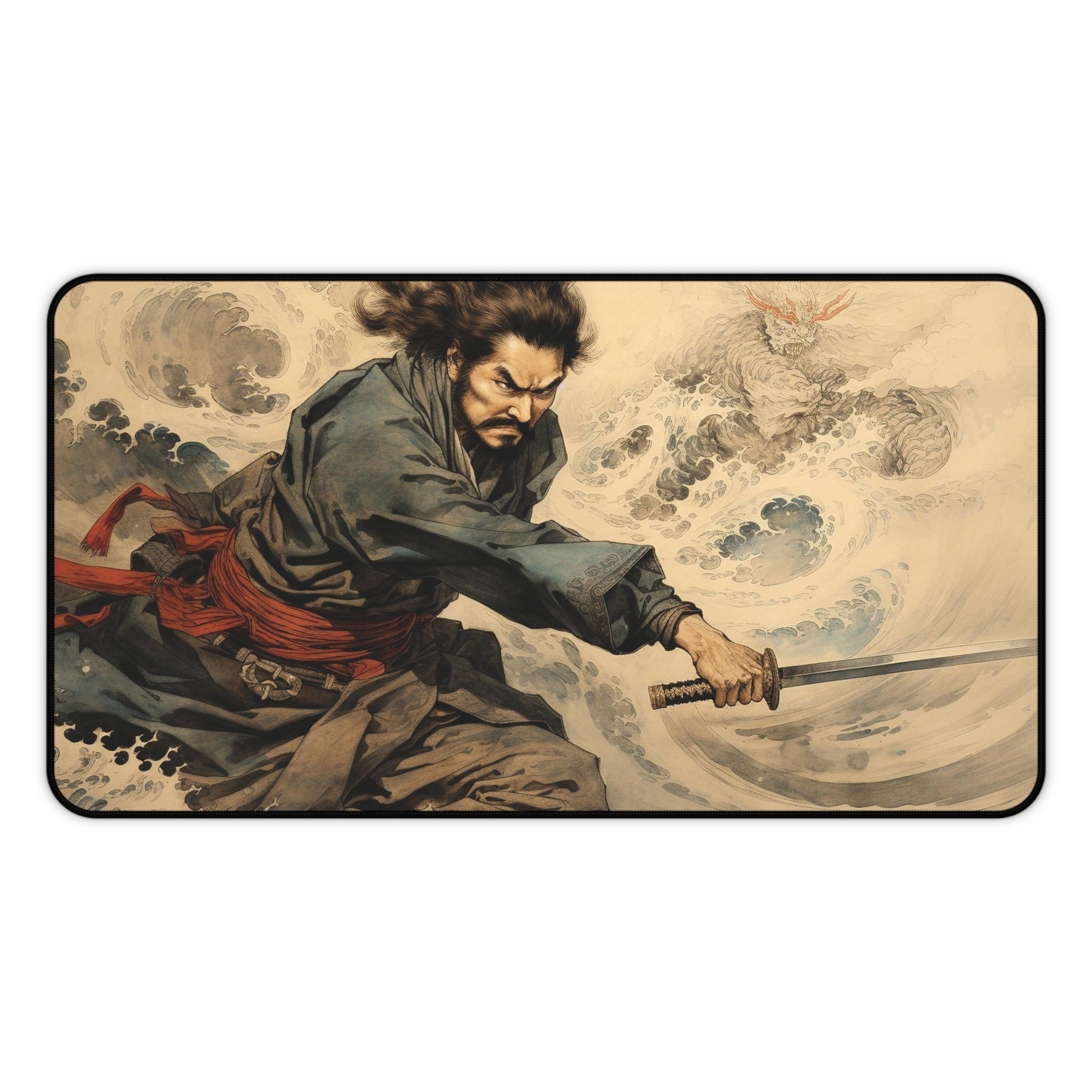 Japanese Desk Mat Samurai Handling a Sword Deskmat, Anime Desk Mat ...