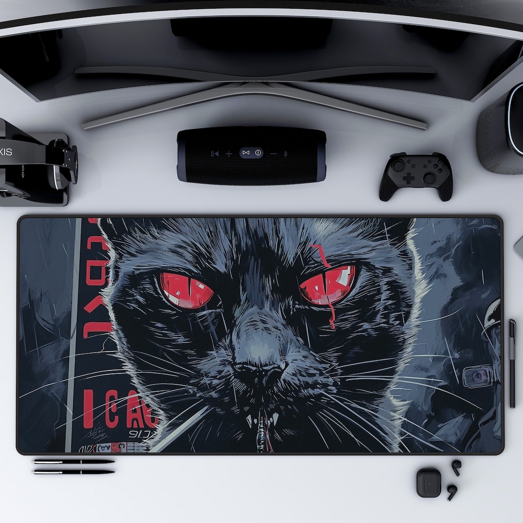 Comic Book Black Cat Desk Mat, Anime Mouse Pad, Xl Mouse Pad, Anime ...