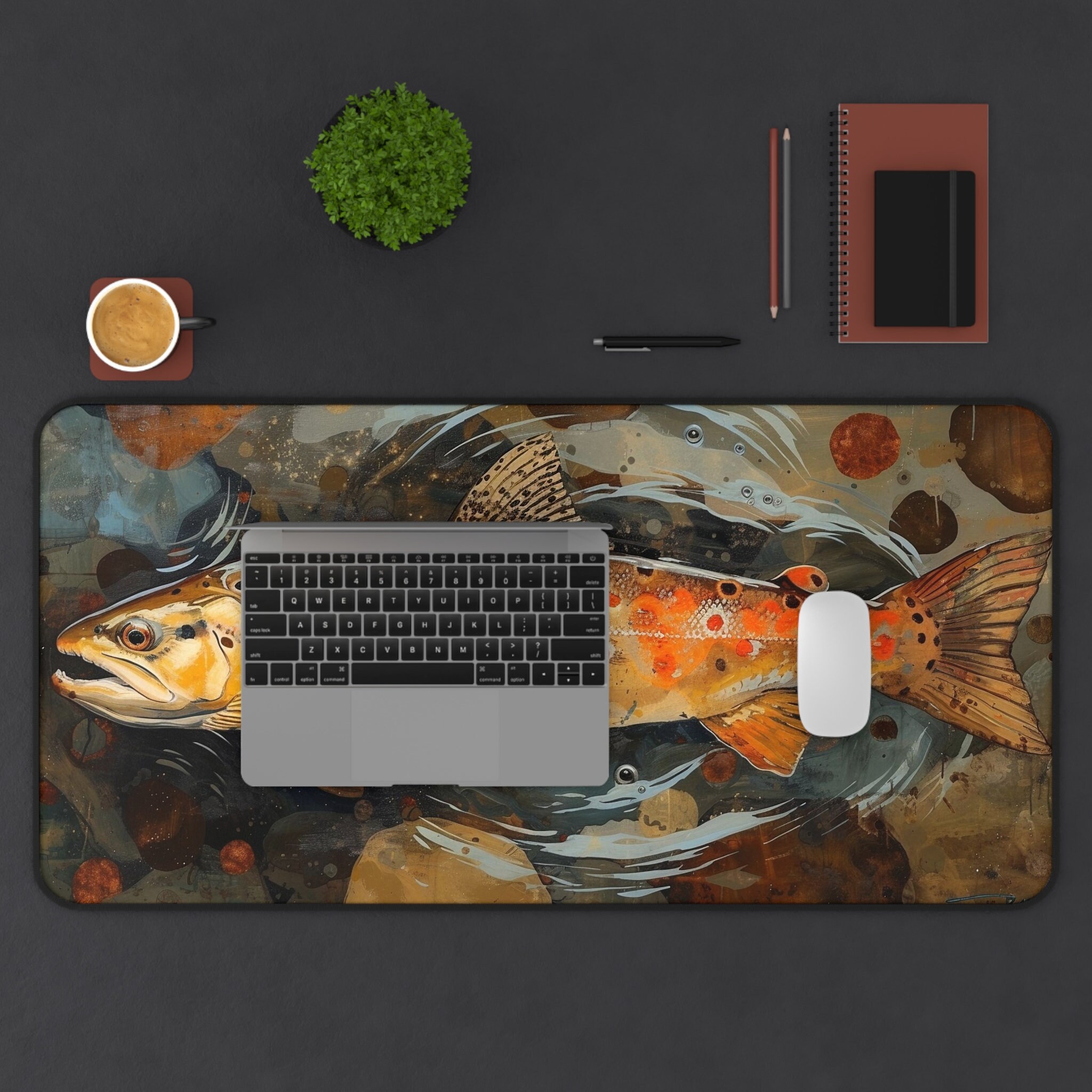 Fishing Desk Mat, Trout Mouse Pad, Fishing Gift, Extended Mouse Pad ...