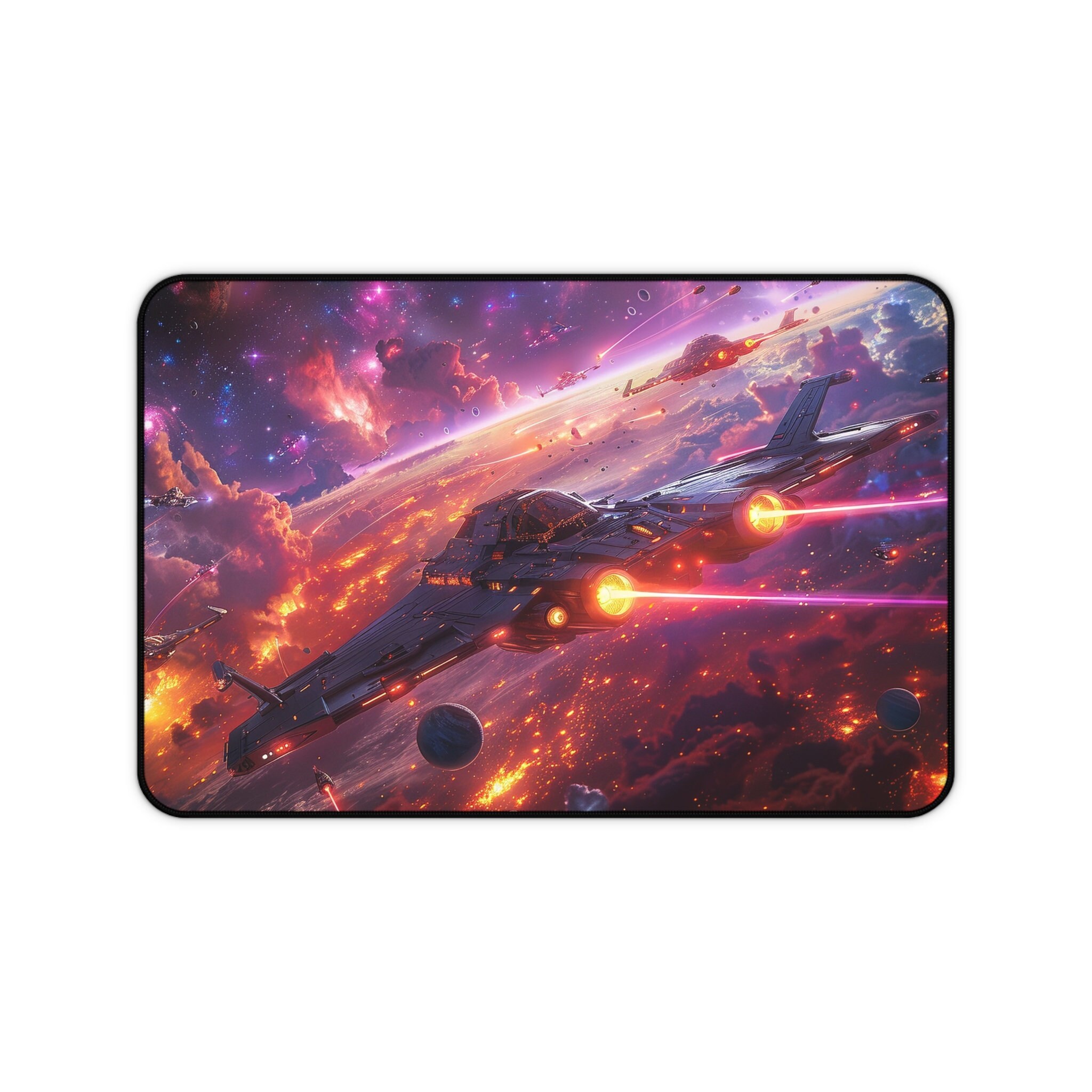 Epic Space Battle Desk Mat With Sleek Starships and Laser Blasts ...