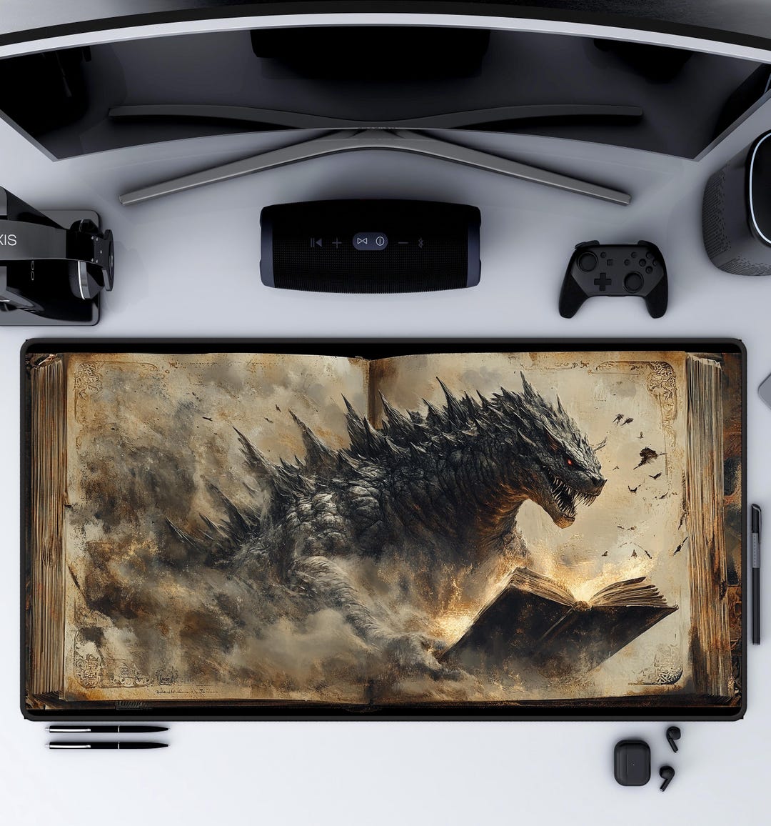 Fantasy Beast Desk Mat, Large Monster-themed Desk Pad for Gaming ...