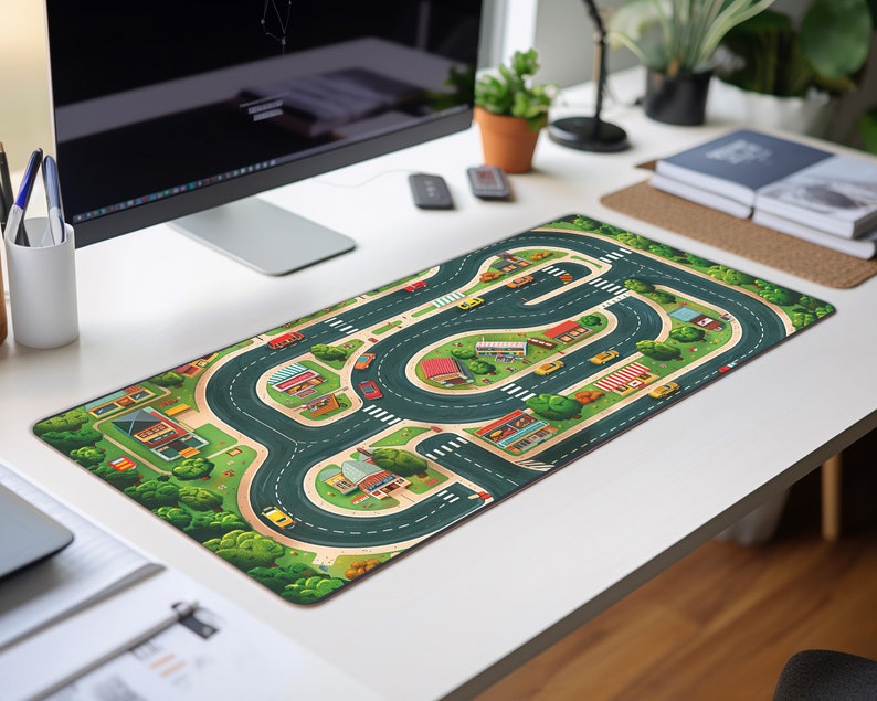 Car Play Roads Desk Mat, Car Play Rug, Road Desk Mat - Fun Car-themed ...