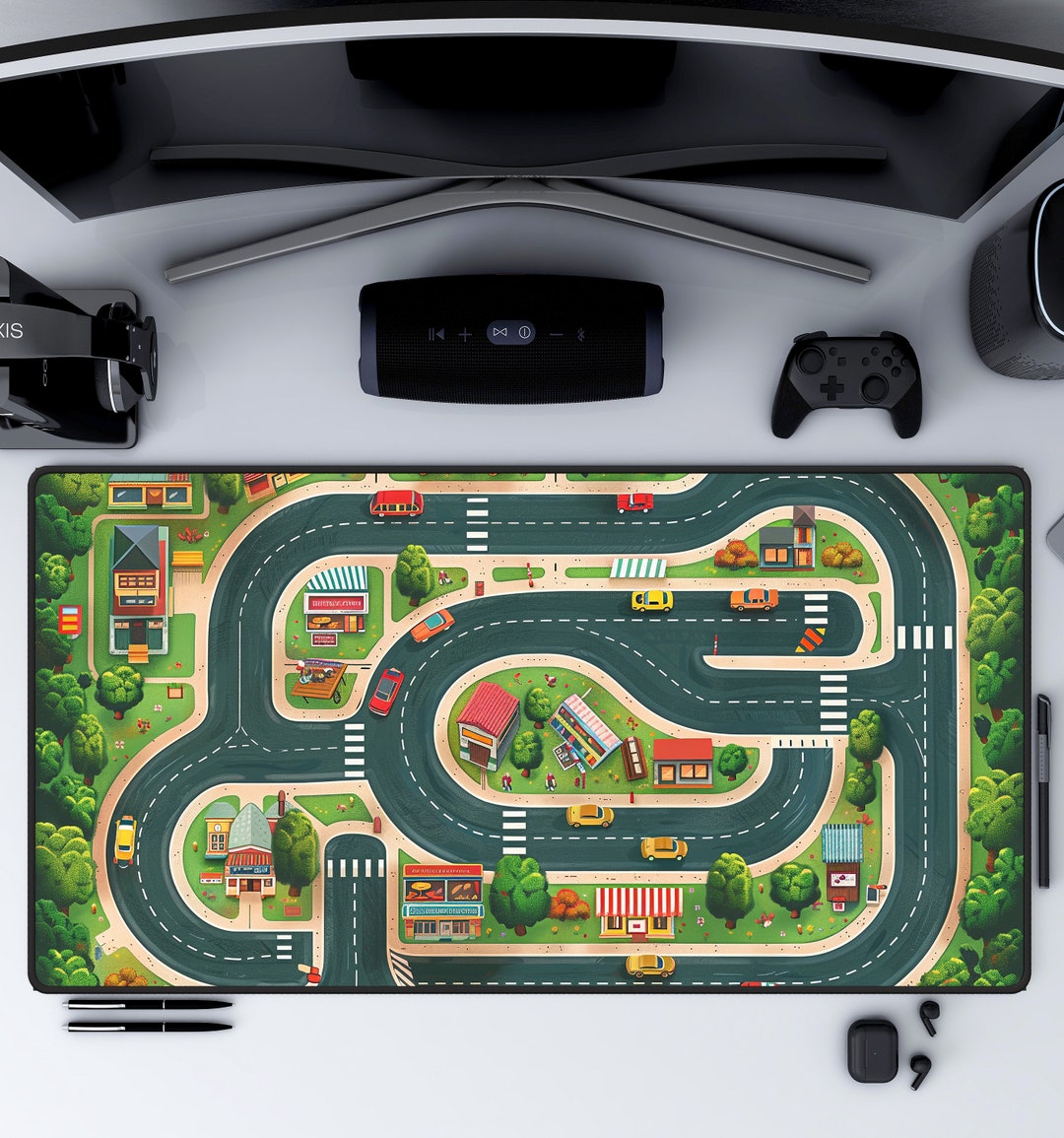 Car Play Roads Desk Mat, Car Play Rug, Road Desk Mat - Fun Car-themed ...