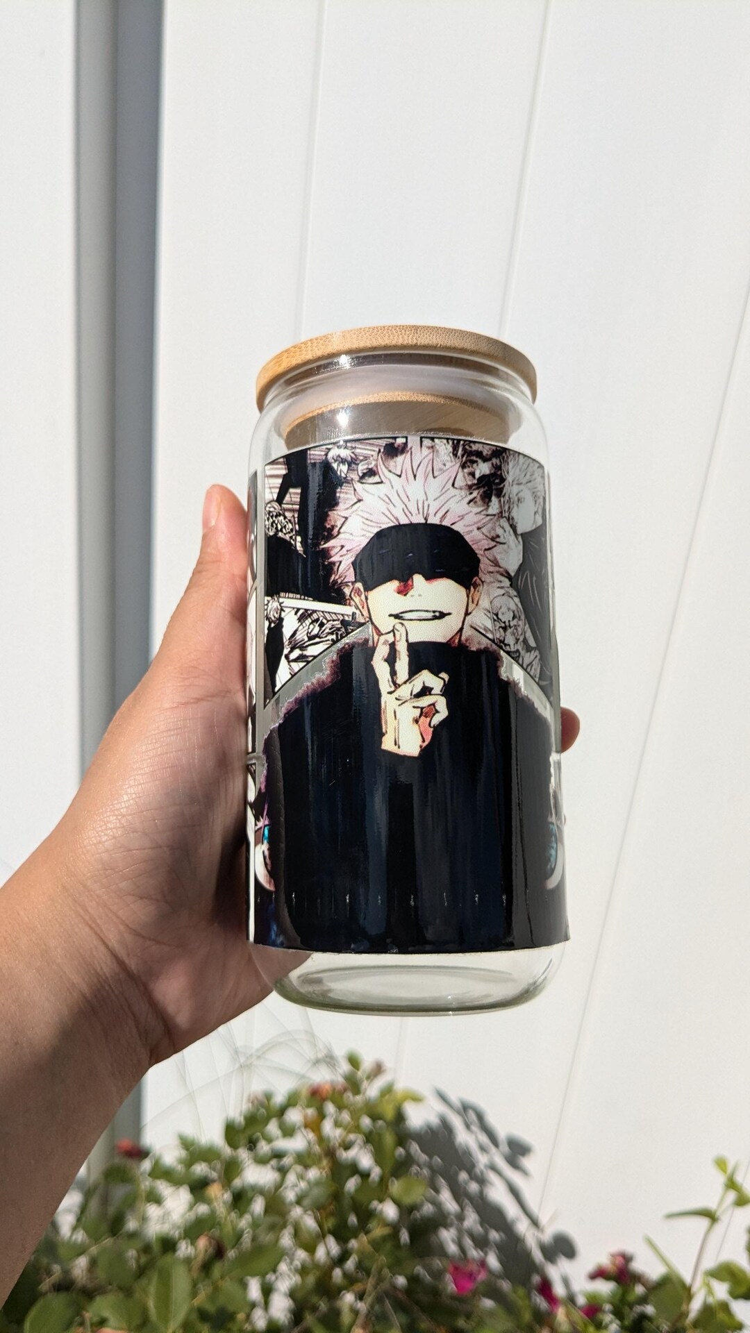 JJK Inspired 16 Oz Clear Glass Can, Gojo Glass Tumbler , Gojo Tumbler ...