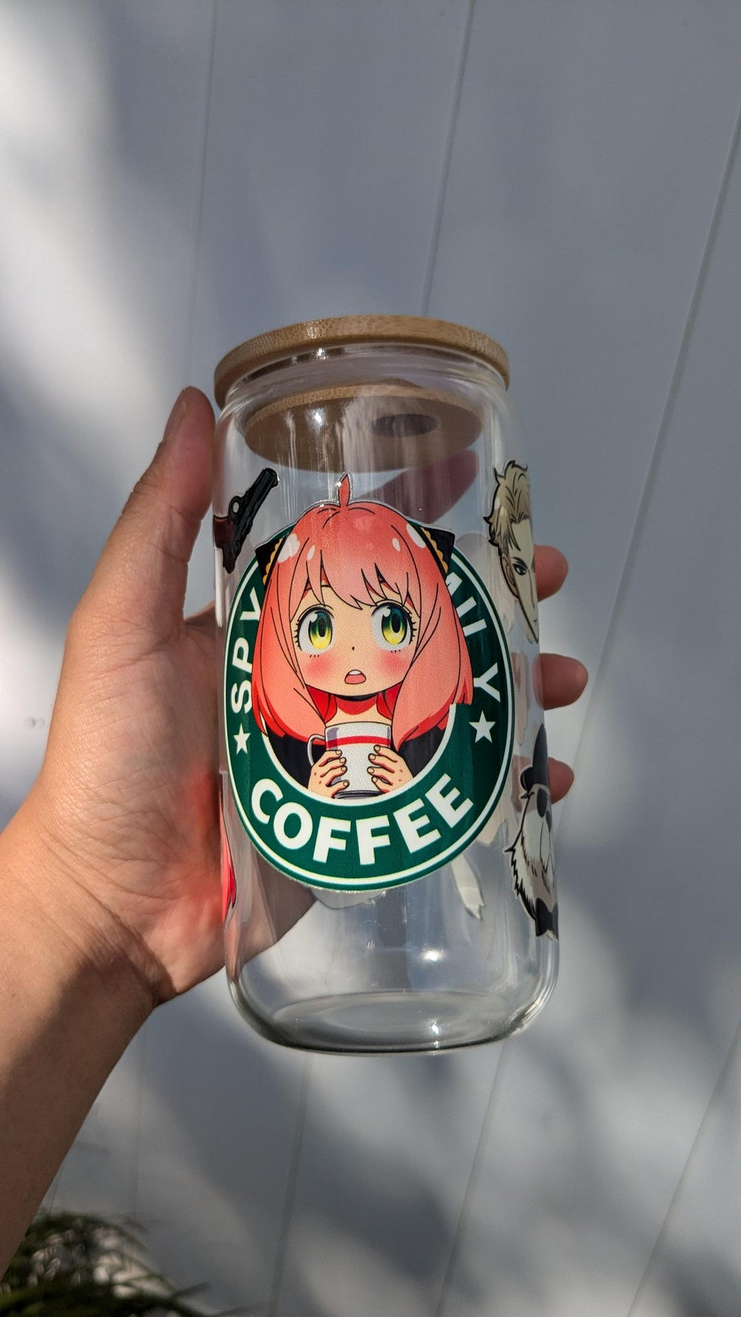 Anya Inspired 16 Oz Clear Glass Can, Spy Family Glass Tumbler, Anya ...