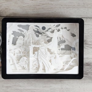 Final Fantasy 7 Light Box, Sephiroth and Cloud FF7 Lightbox, Paper Cut Lightbox for Gamers ...
