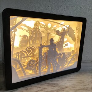 Final Fantasy 7 Light Box, Sephiroth and Cloud FF7 Lightbox, Paper Cut ...