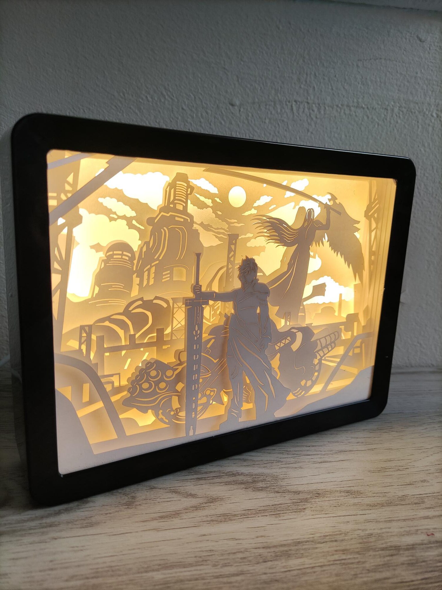 Final Fantasy 7 Light Box, Sephiroth and Cloud FF7 Lightbox, Paper Cut ...