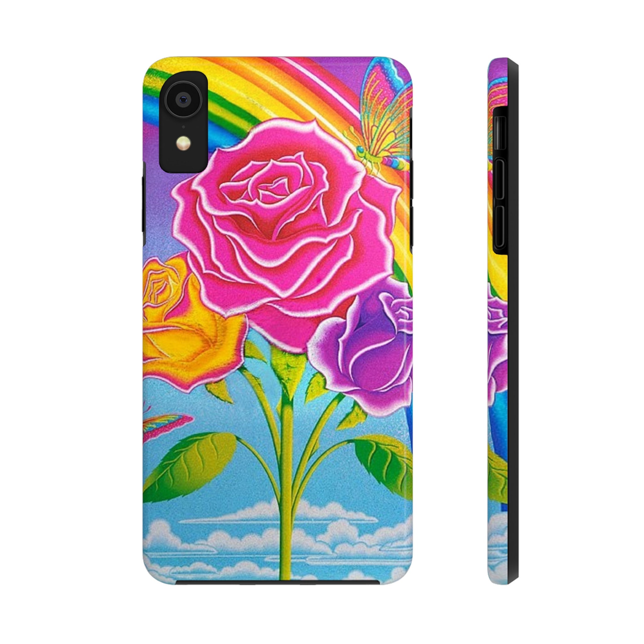 90s Nostalgia Lisa Frank Inspired Vibrant Rainbow Roses and Butterfly ...