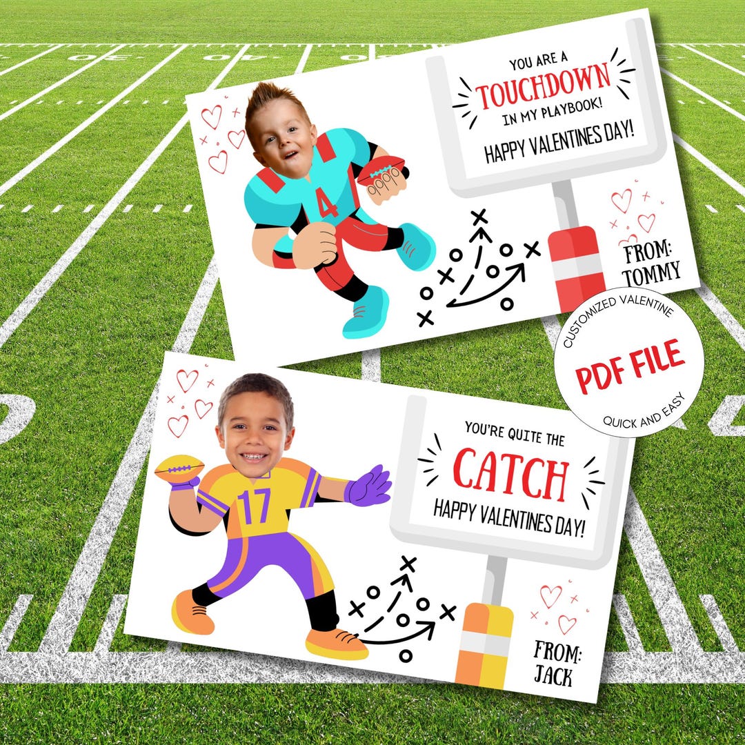 Digital PDF Download Football Themed Valentines Personalized for Boys ...