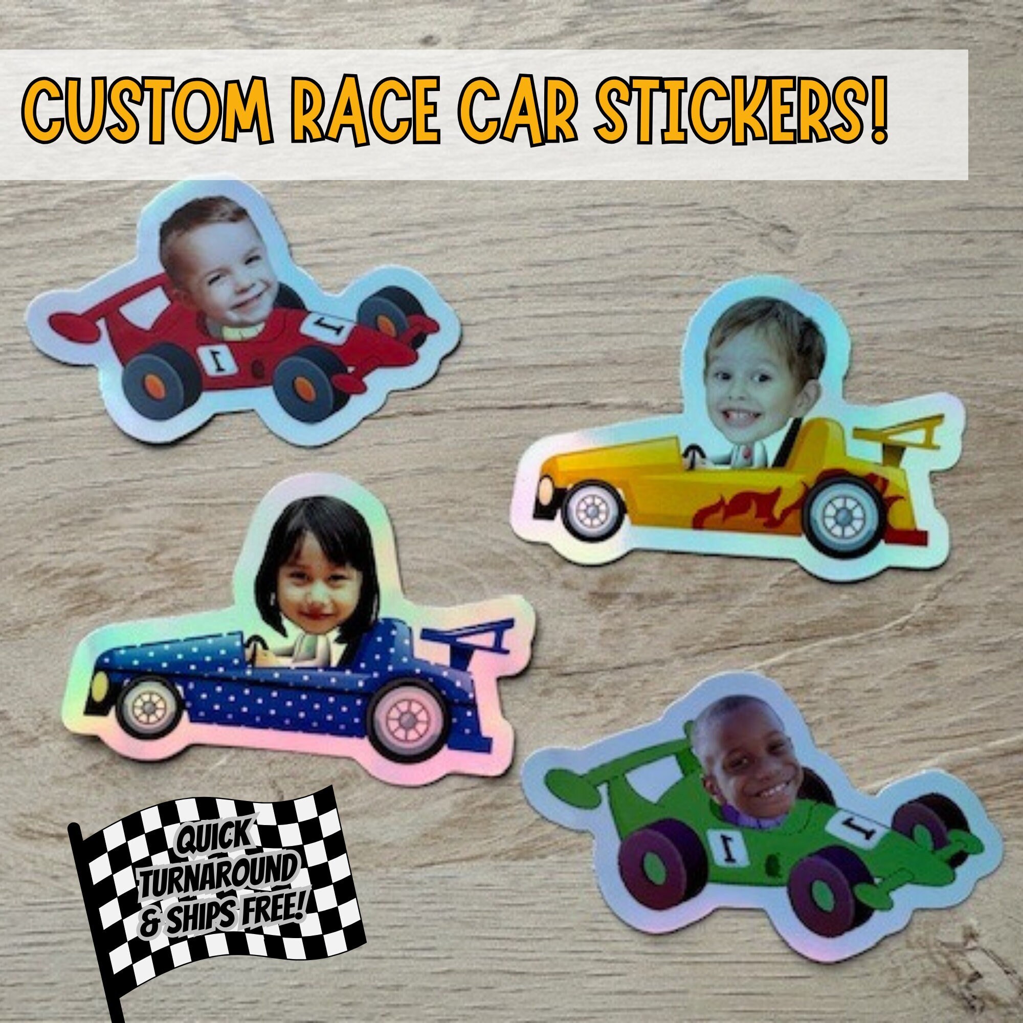 Race Car Customized Photo Sticker Create Your Own Custom Race Car ...
