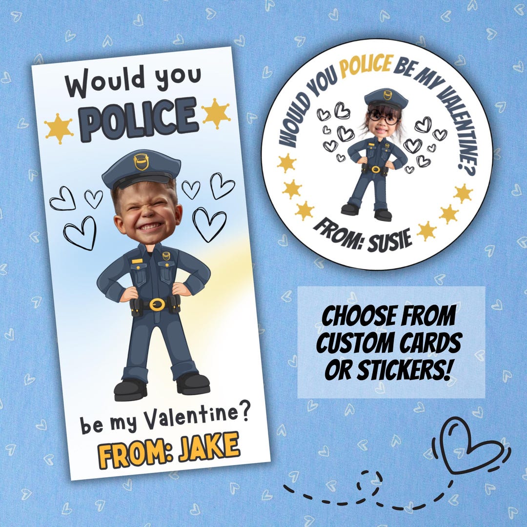 Police Valentine Personalized Photo Valentine Card Custom Police Cards ...
