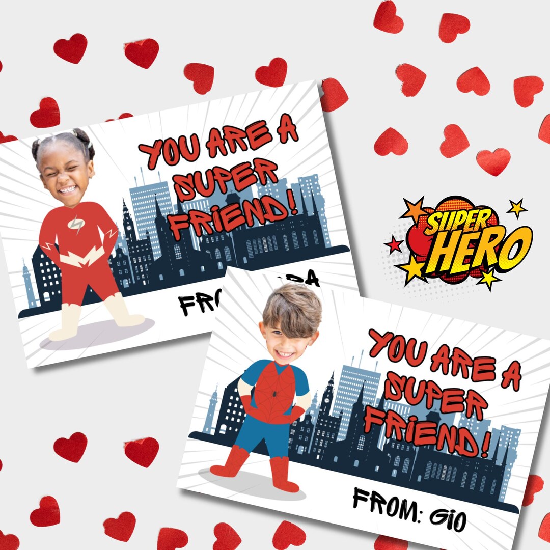 Superhero Valentine Personalized Photo Valentine Card Custom Valentine ...