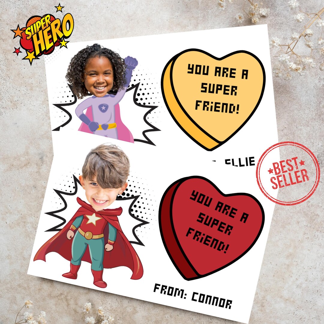 Superhero Valentine Custom Personalized Photo Valentine Card Superhero ...
