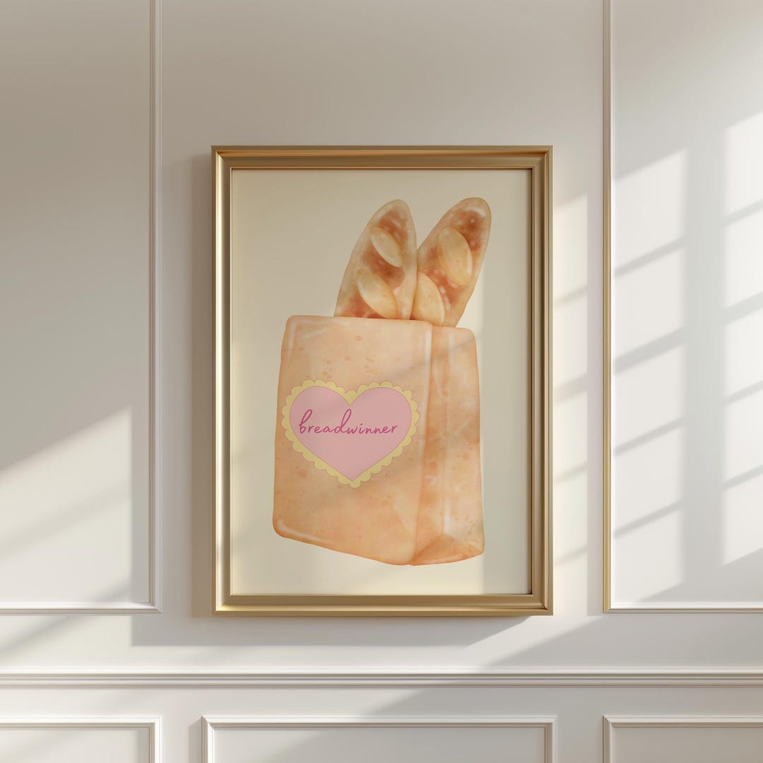 Breadwinner Print, Pink & Yellow Girly Wall Art, Printable (digital ...