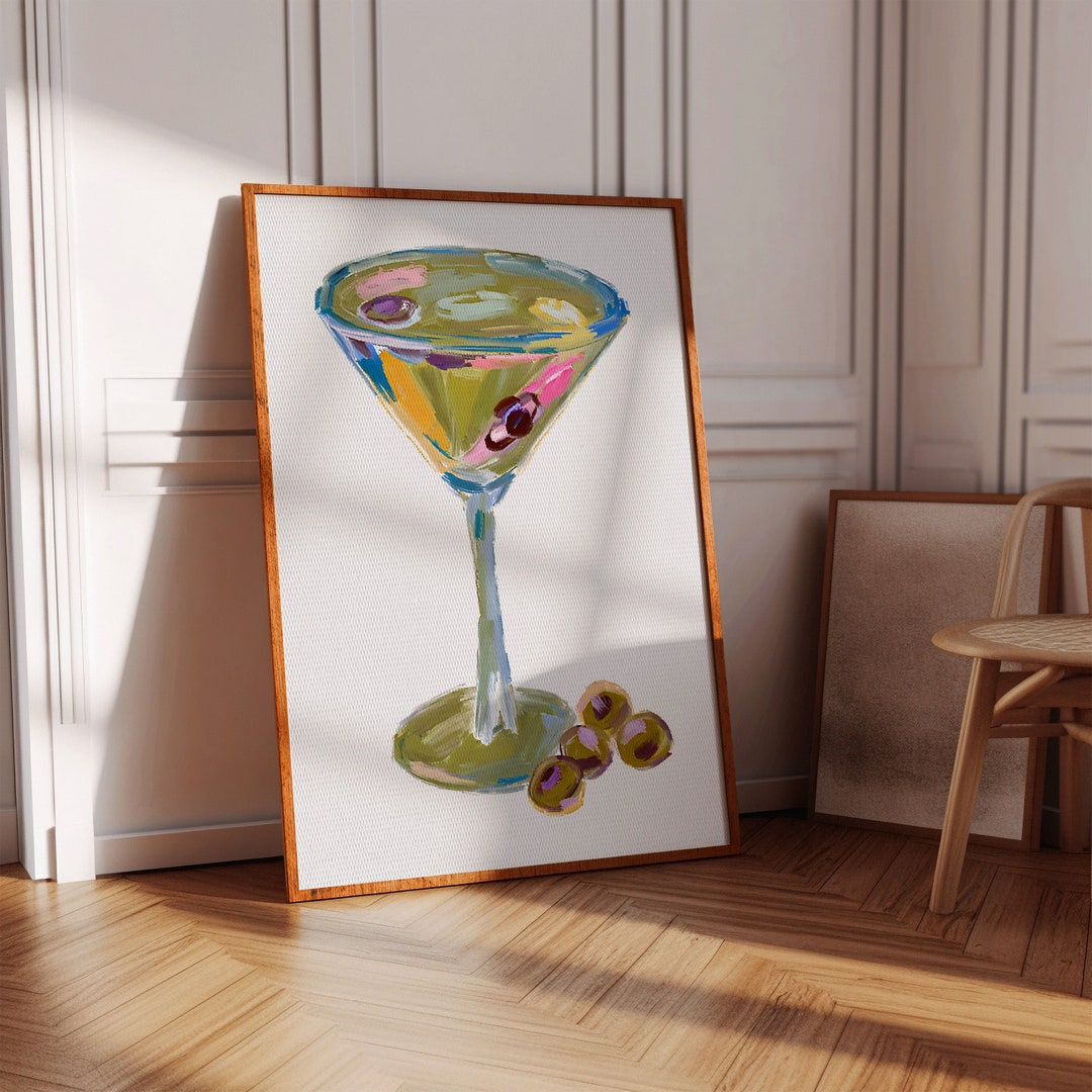 Martini Poster, Dopamine Decor, Maximalist Wall Art, Bar Cart Art, Long ...