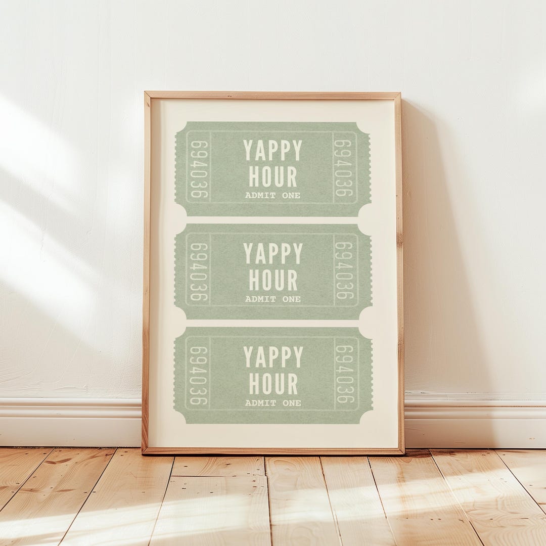 Yappy Hour Print, Ticket Poster, Bar Cart Decor, Kitchen Wall Hanging ...