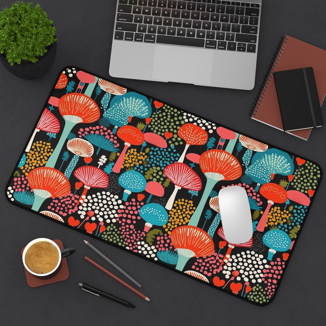Cute Multi Color Mushrooms Field Pattern Desk Mat/pad - Etsy