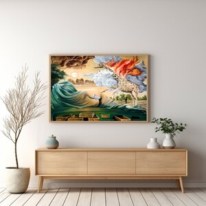 Surrealist Print, Dreamlike Painting, Reminiscent of the Works of ...